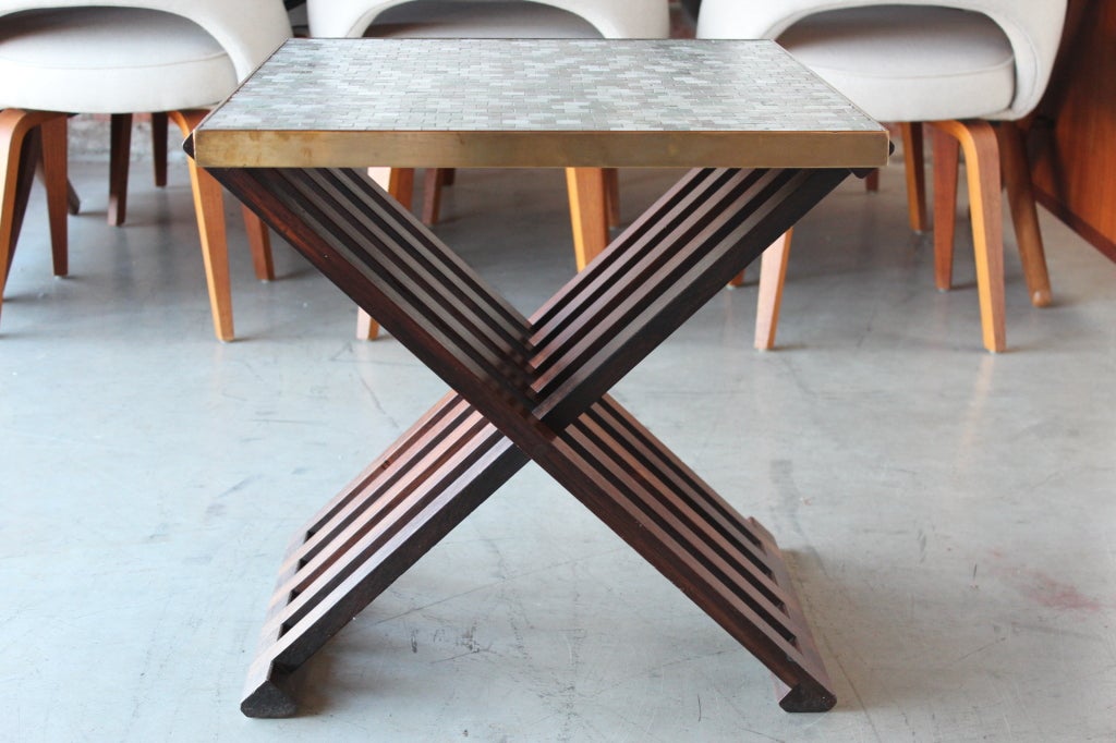 Dunbar X Base Table With Murano Glass Tile Top at 1stDibs