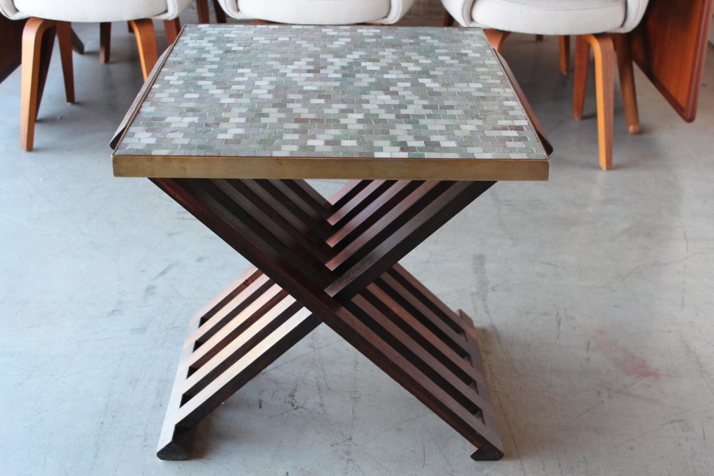 Dunbar X Base Table With Murano Glass Tile Top at 1stDibs