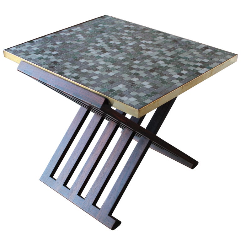 Dunbar X Base Table With Murano Glass Tile Top at 1stDibs