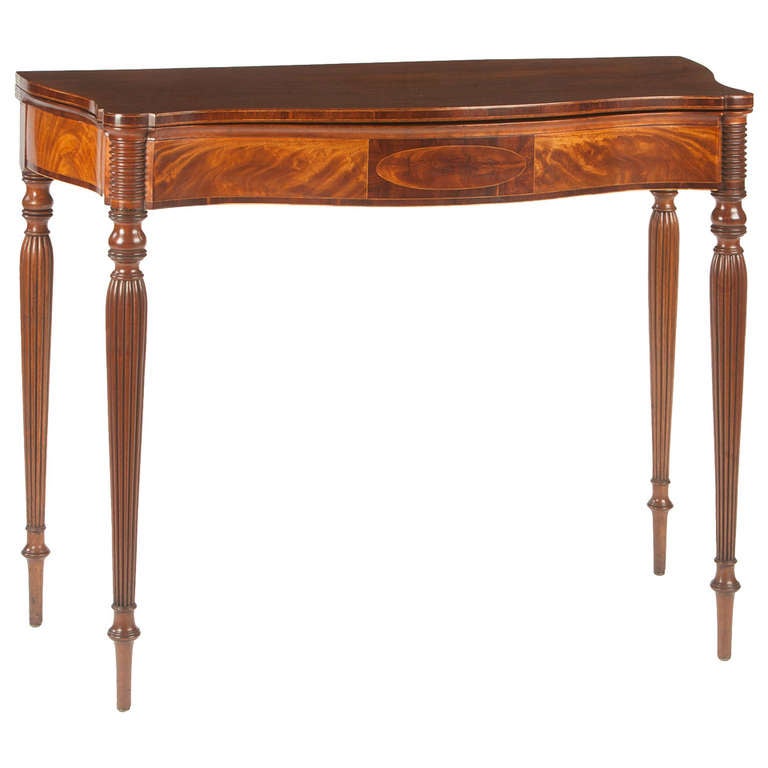 Federal Serpentine Front Card Table For Sale at 1stDibs