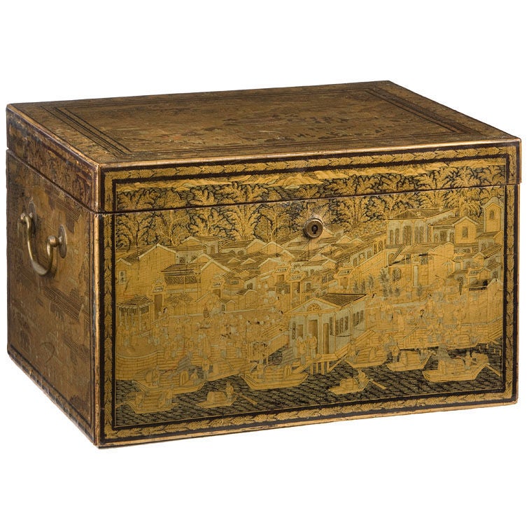 Chinese Export lacquer tea box at 1stDibs