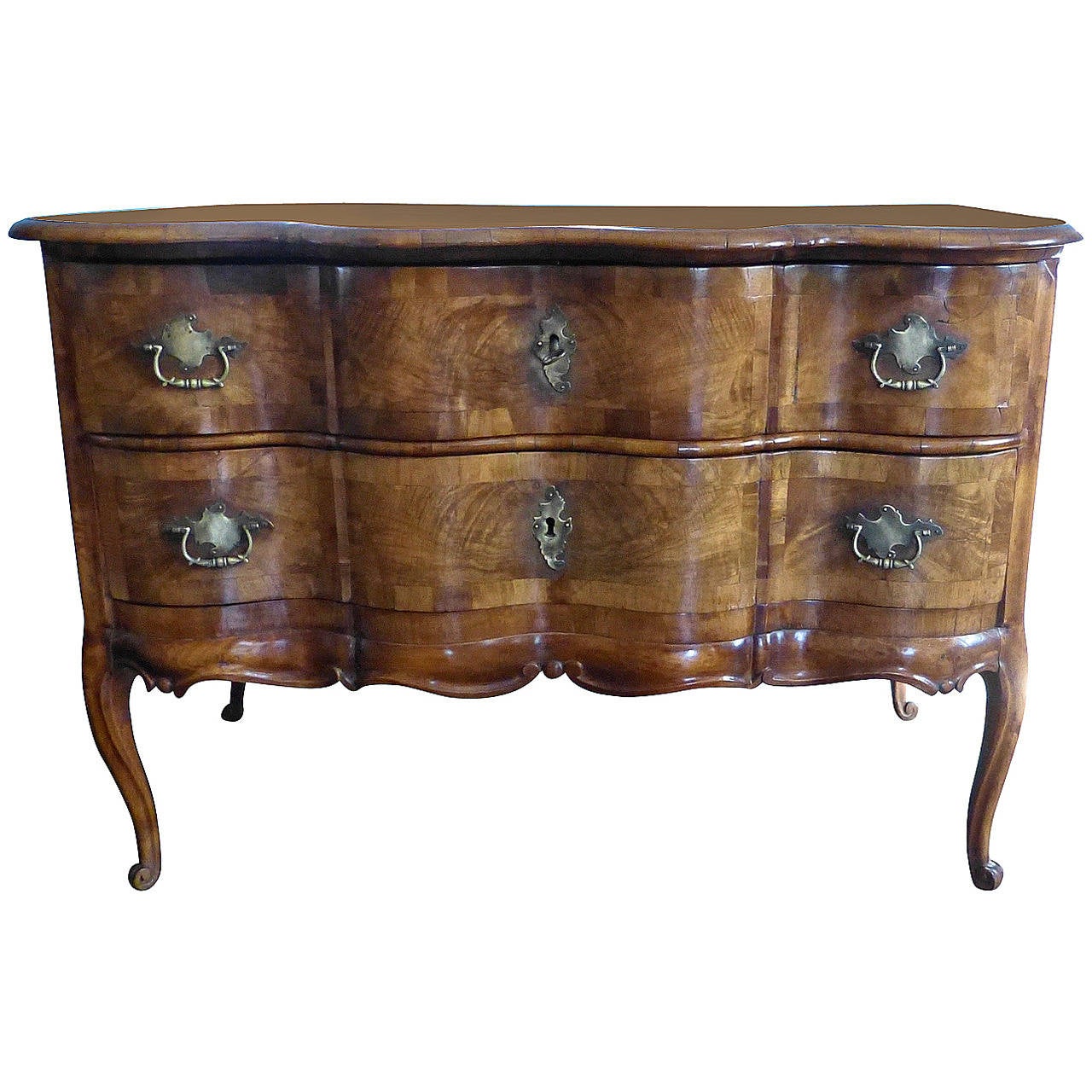 German Walnut Serpentine Commode For Sale at 1stDibs