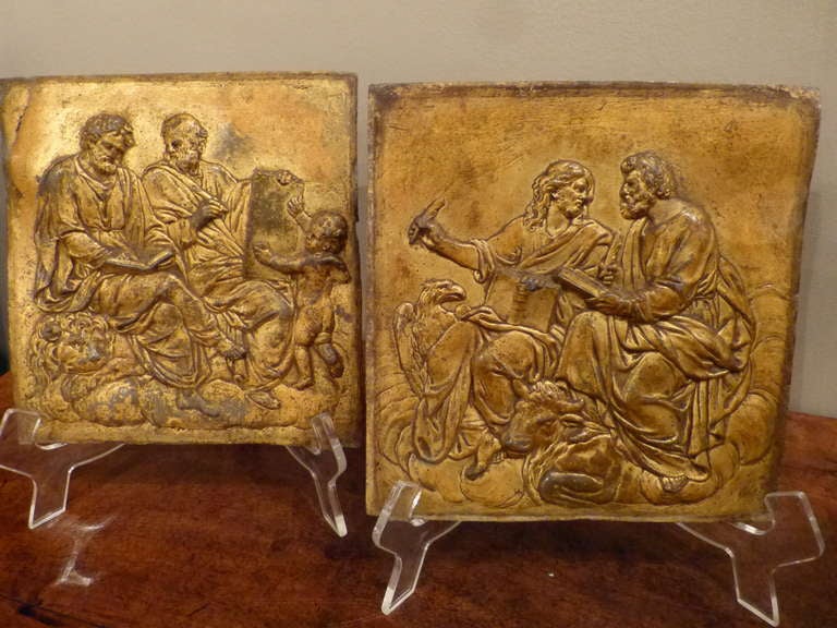 Italian Gilt Lead Plaques 17th Century For Sale at 1stDibs
