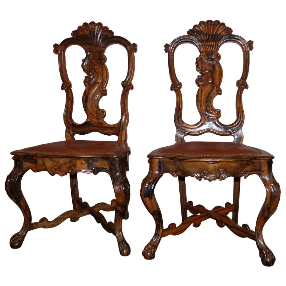 Rare Pair of Ceylonese Calamander chairs at 1stDibs