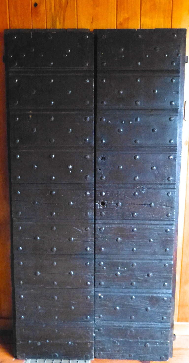 Pair 18th Century Rustic Metal Studded Doors For Sale at 1stDibs