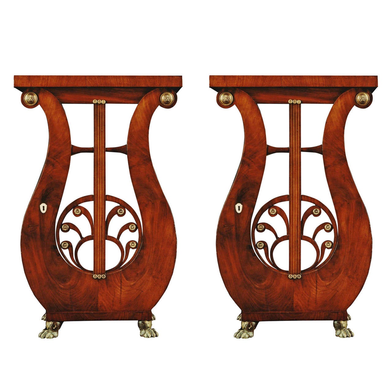 Pair of Lyre Shaped Pedestals For Sale at 1stDibs