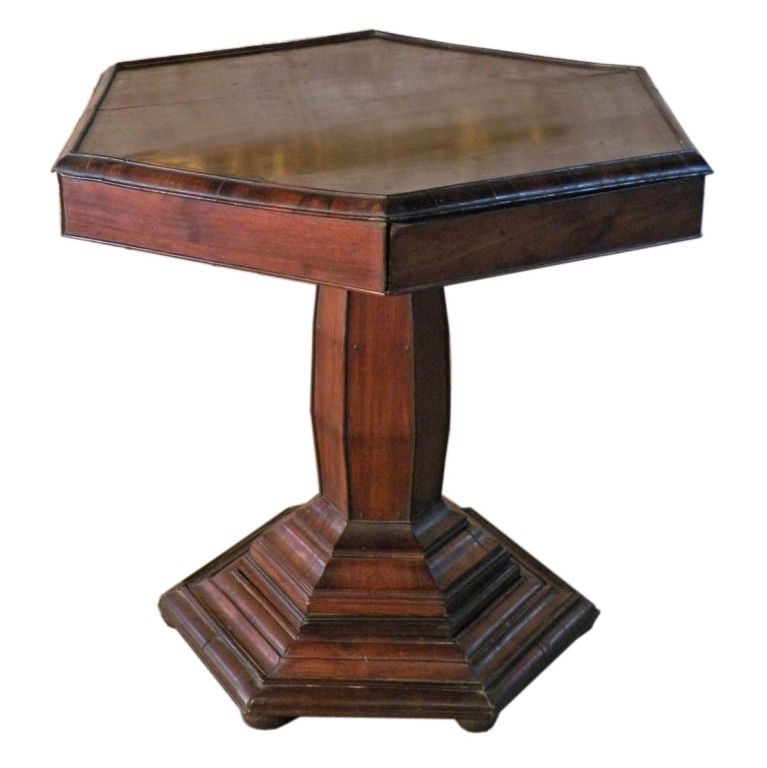Small Hexagonal Pedestal Table at 1stDibs