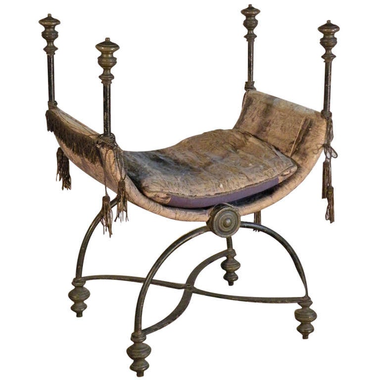 Iron and Brass Curule Chair For Sale at 1stdibs