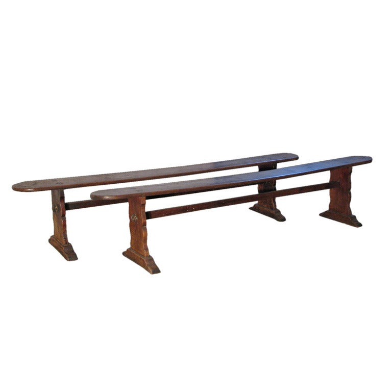 Pair of Long Benches at 1stDibs