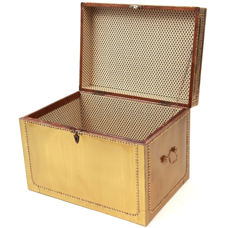 Studded Brass Trunk at 1stDibs