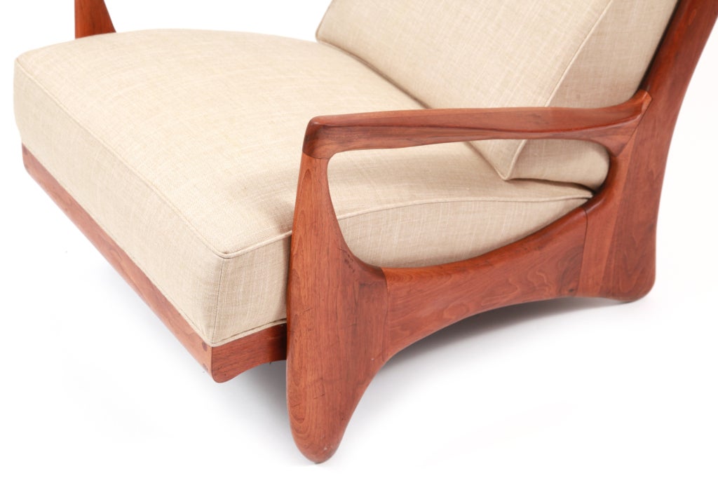 Prototype Walnut and Linen Allen Ditson Chair at 1stDibs