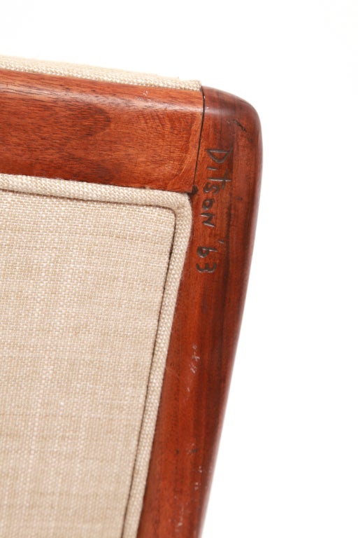 Prototype Walnut and Linen Allen Ditson Chair at 1stDibs