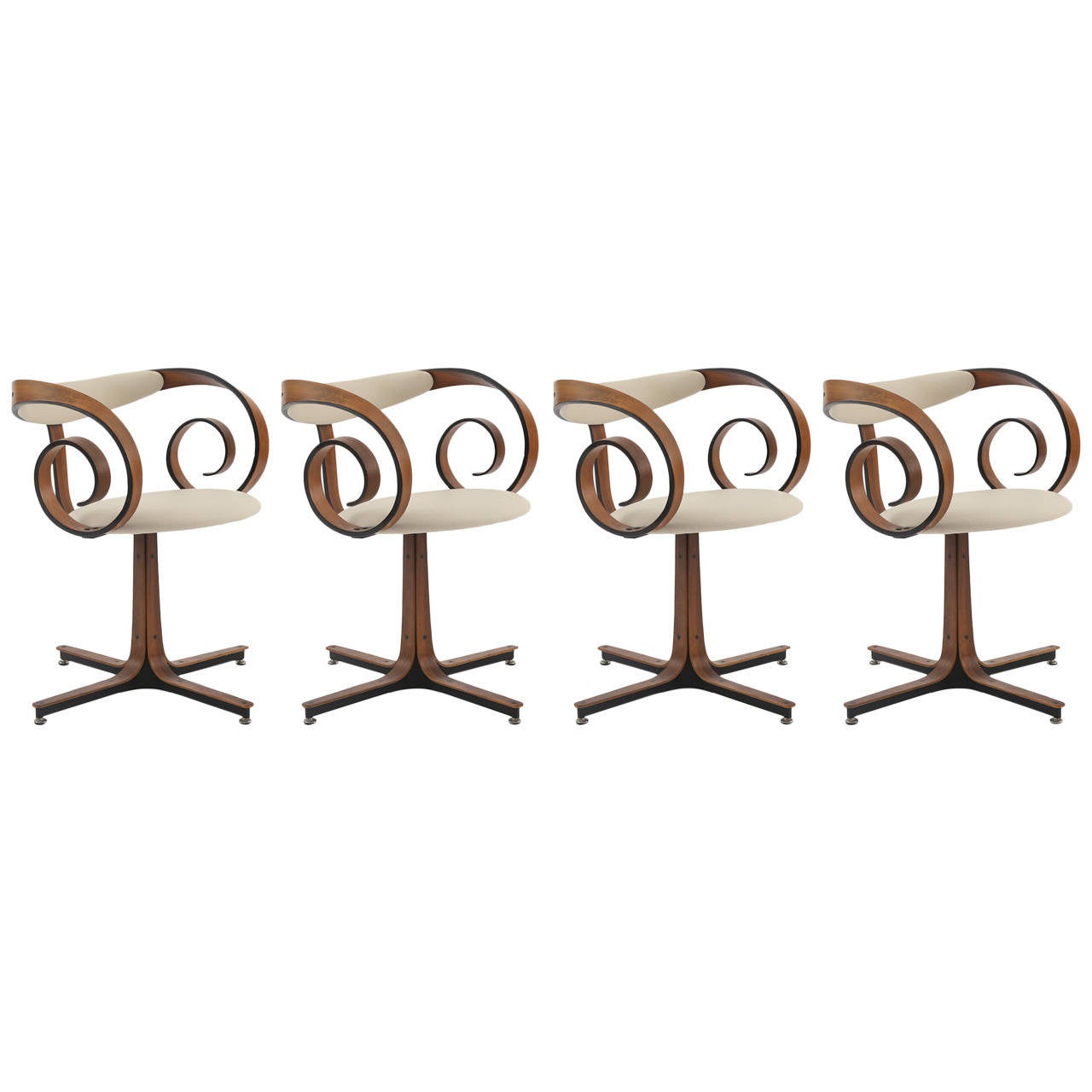 Four Rare Scroll Chairs by George Mulhauser for Plycraft at 1stDibs