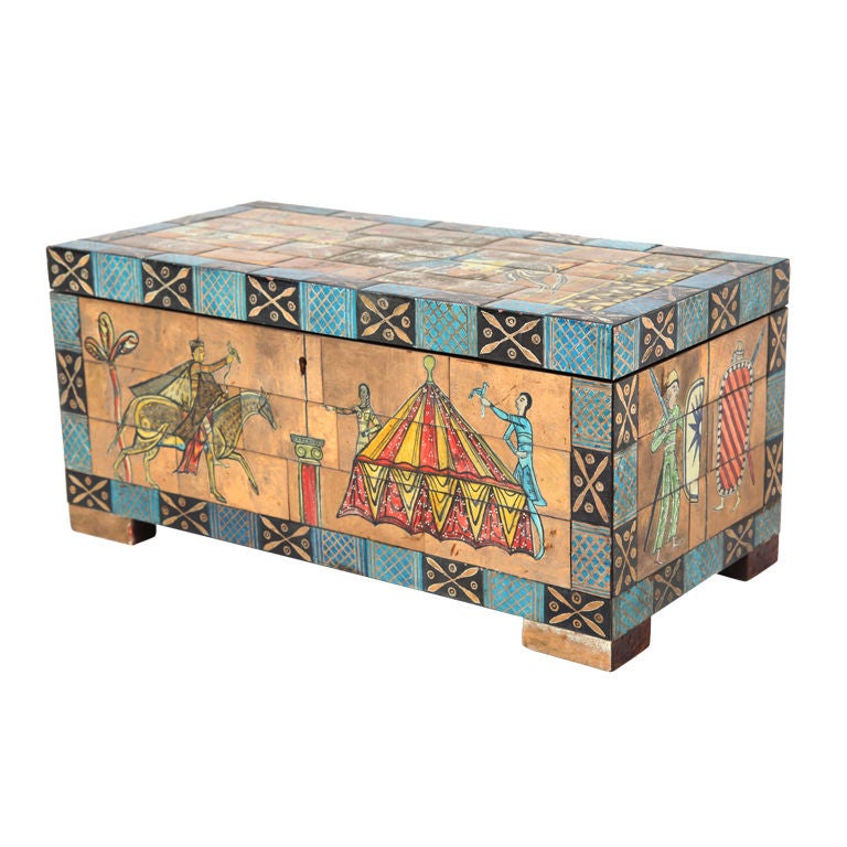 Exquisite Hand Painted Tile Box at 1stDibs