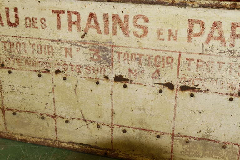 Vintage French train station schedule sign For Sale at 1stDibs