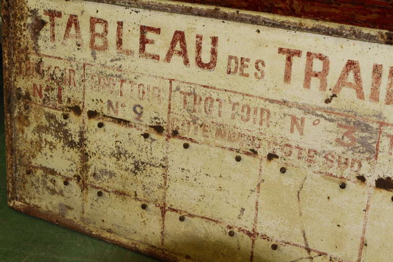 Vintage French train station schedule sign For Sale at 1stDibs