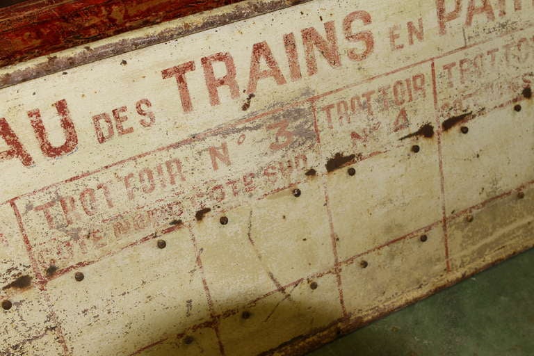 Vintage French train station schedule sign For Sale at 1stDibs