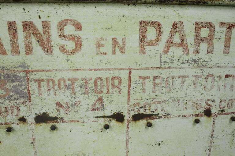 Vintage French train station schedule sign For Sale at 1stDibs