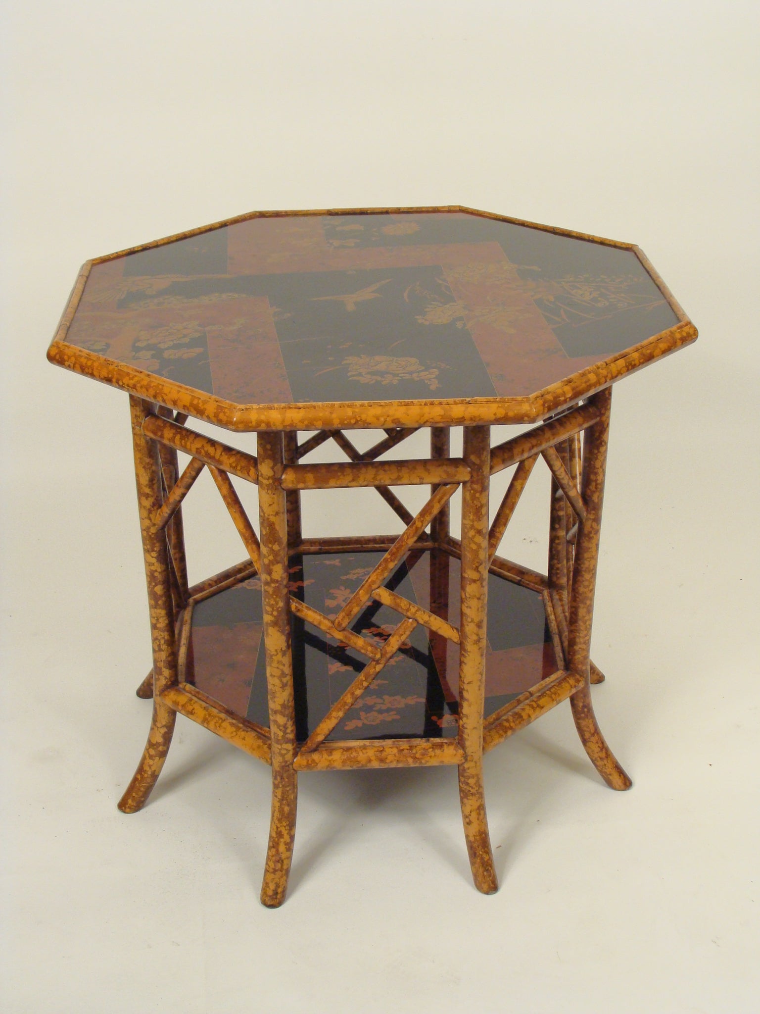 Large Bamboo And Chinoiserie Decorated Table at 1stDibs