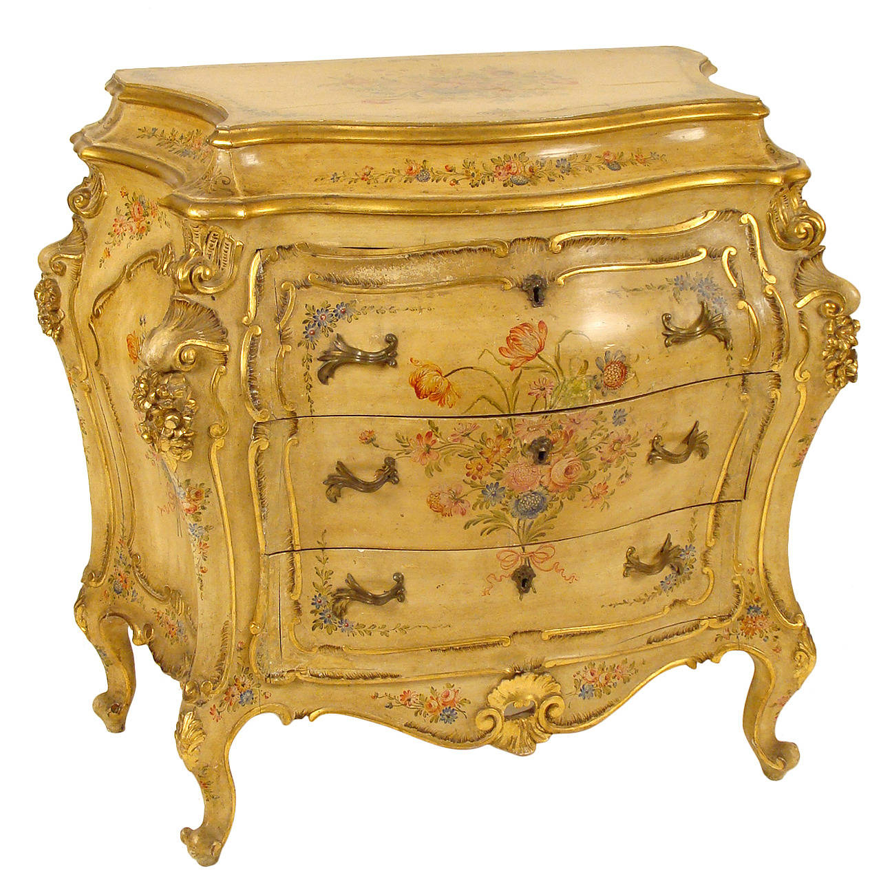 Italian Painted Bombe Commode at 1stDibs