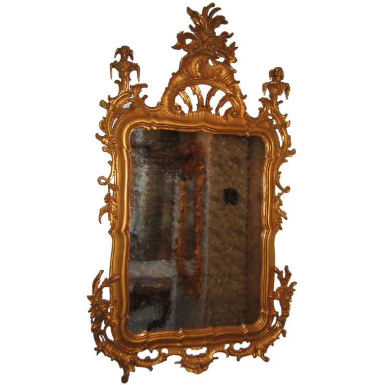 Pair Of Carved And Gilded Rococo Mirrors For Sale at 1stDibs