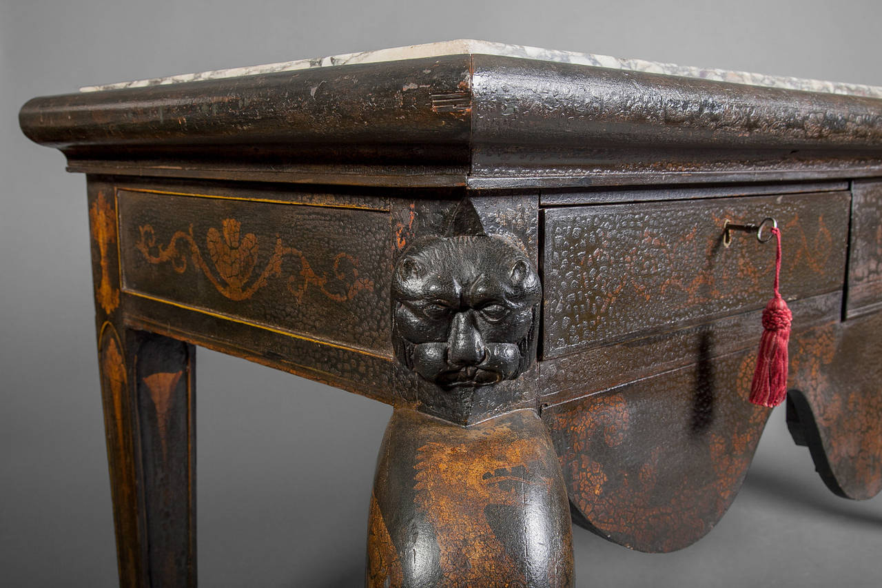 Large Irish Table with Marble Top at 1stDibs