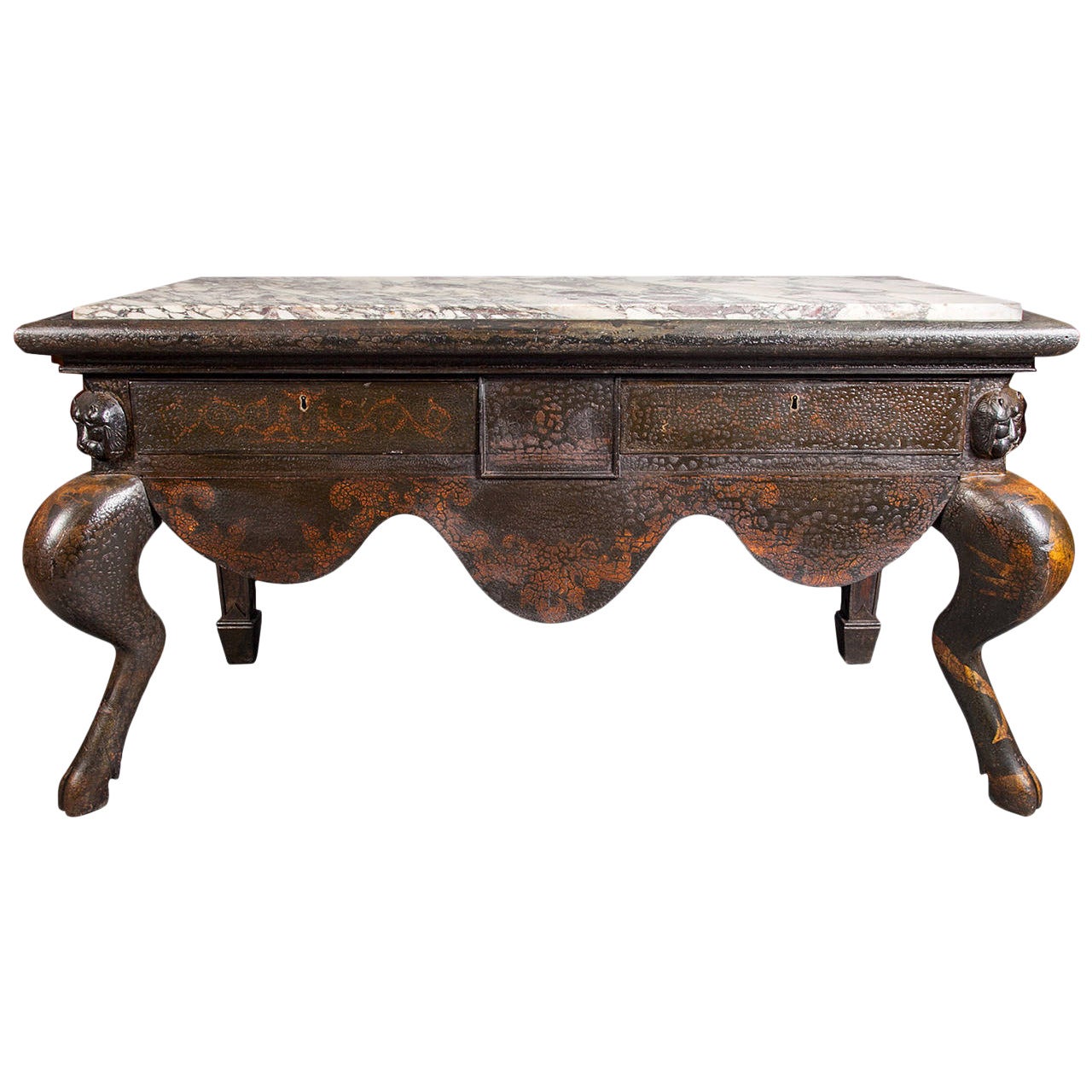 Large Irish Table with Marble Top For Sale at 1stDibs