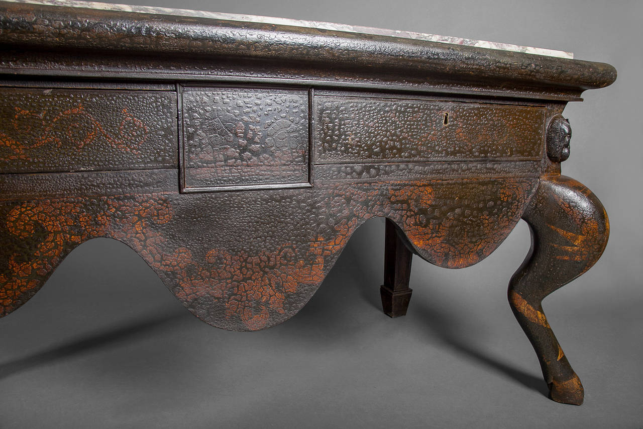 Large Irish Table with Marble Top For Sale at 1stDibs