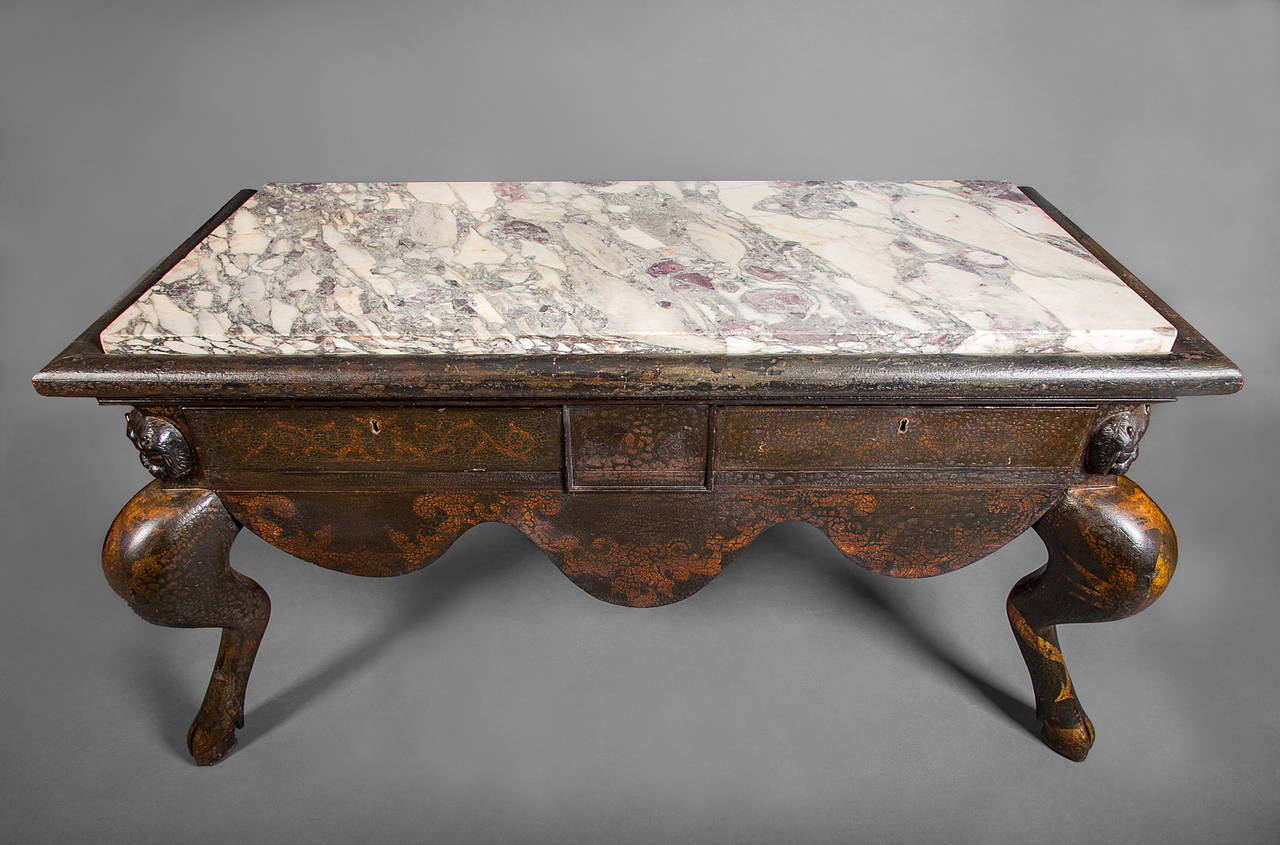 Large Irish Table with Marble Top For Sale at 1stDibs