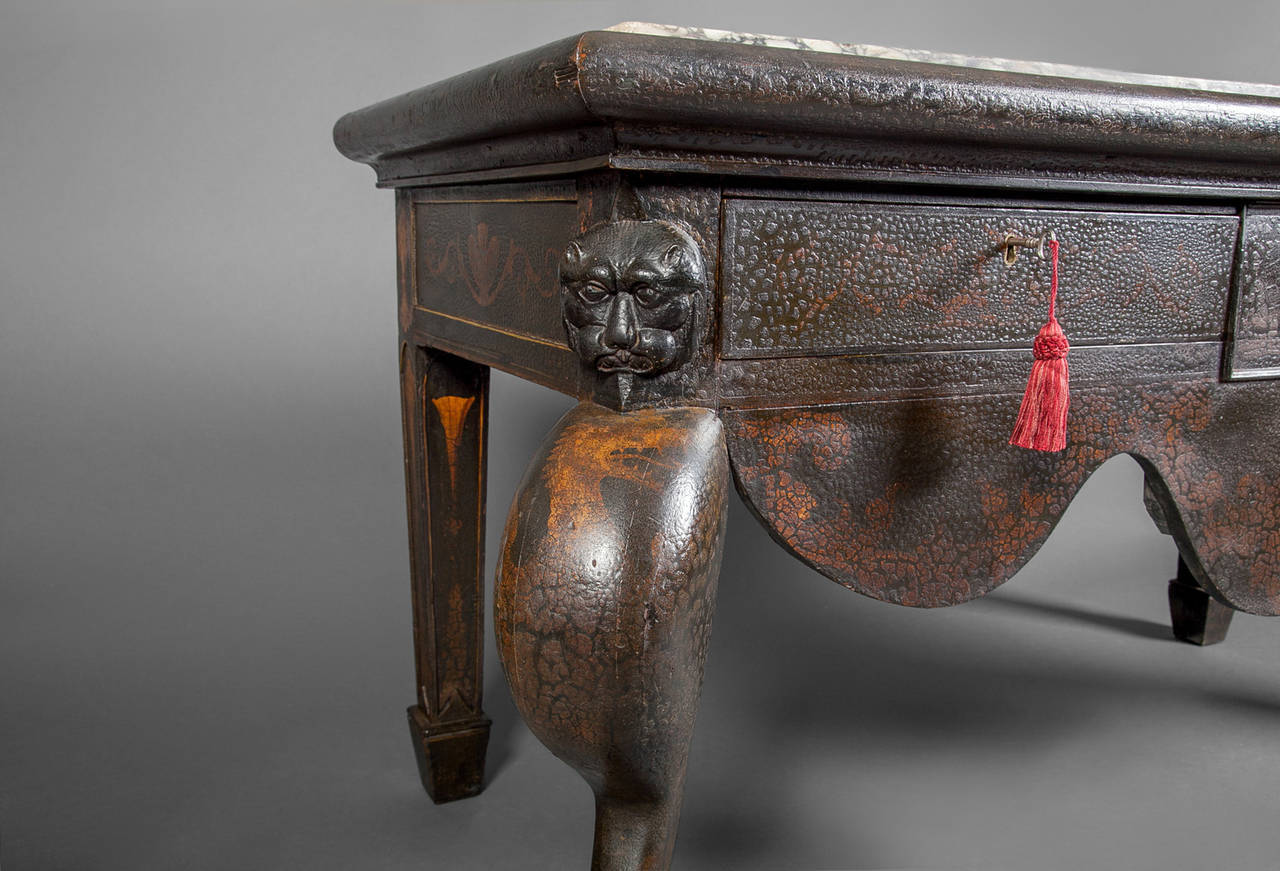 Large Irish Table with Marble Top For Sale at 1stDibs