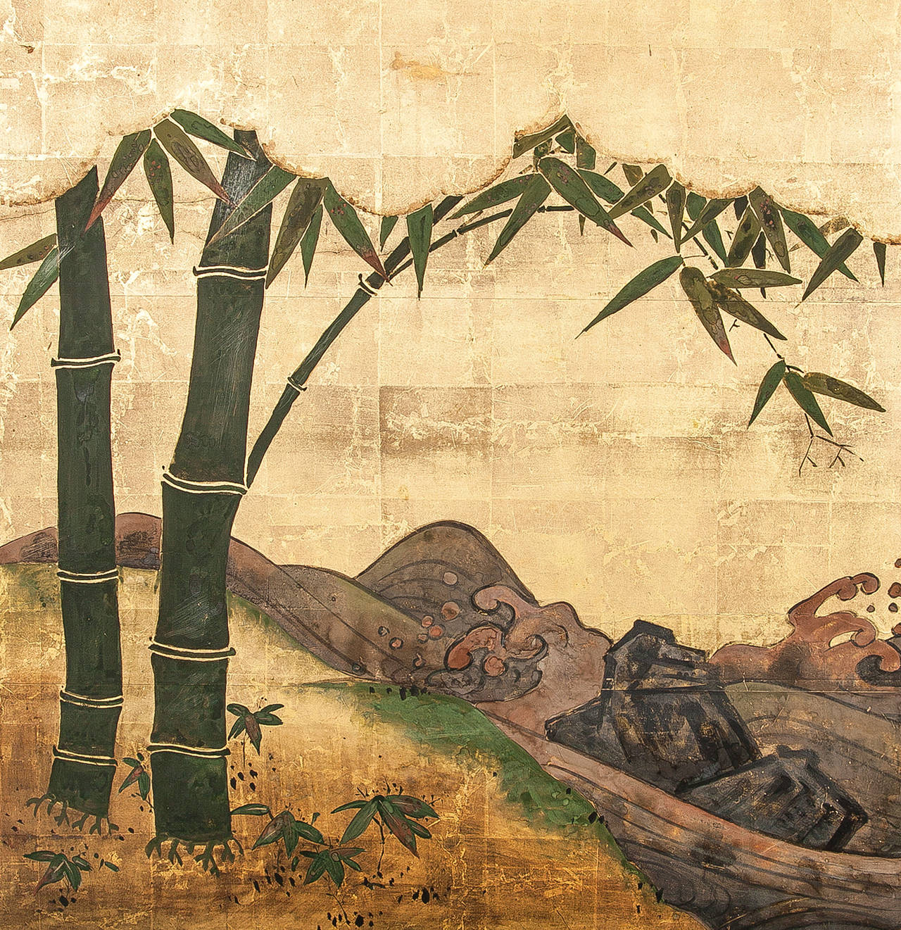 Japanese Screen Painting of Seascape and Bamboo at 1stDibs | bamboo ...