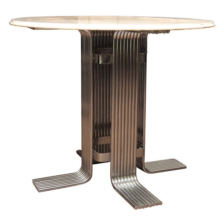 Mid-Century Marble Top Table with Chrome Base For Sale at 1stDibs