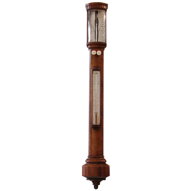 Mahogany Bowfront Stick Barometer by W. Harris, London at 1stDibs