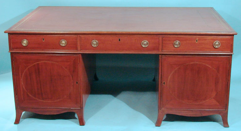 English Hepplewhite Style Mahogany Partners Desk at 1stDibs