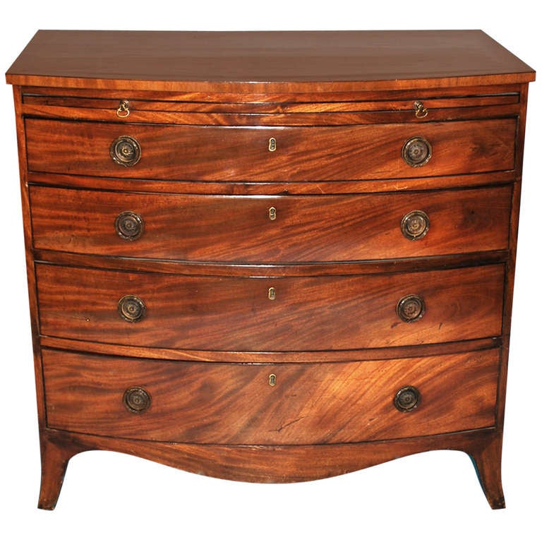 Fine Hepplewhite Bow Front Chest With Dressing Slide at 1stDibs