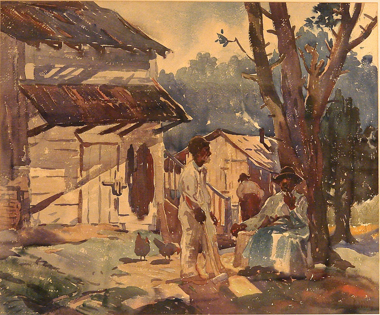 Evocative Watercolor Painting by George P. Ennis of a Southern Scene at ...