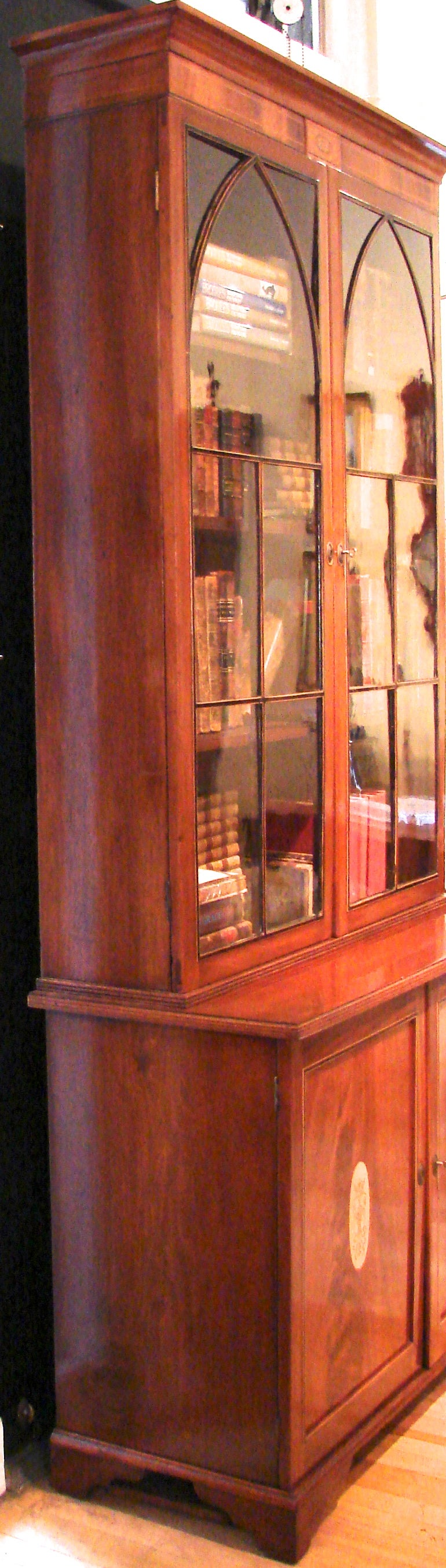 Georgian Style Inlaid Mahogany Bookcase at 1stDibs