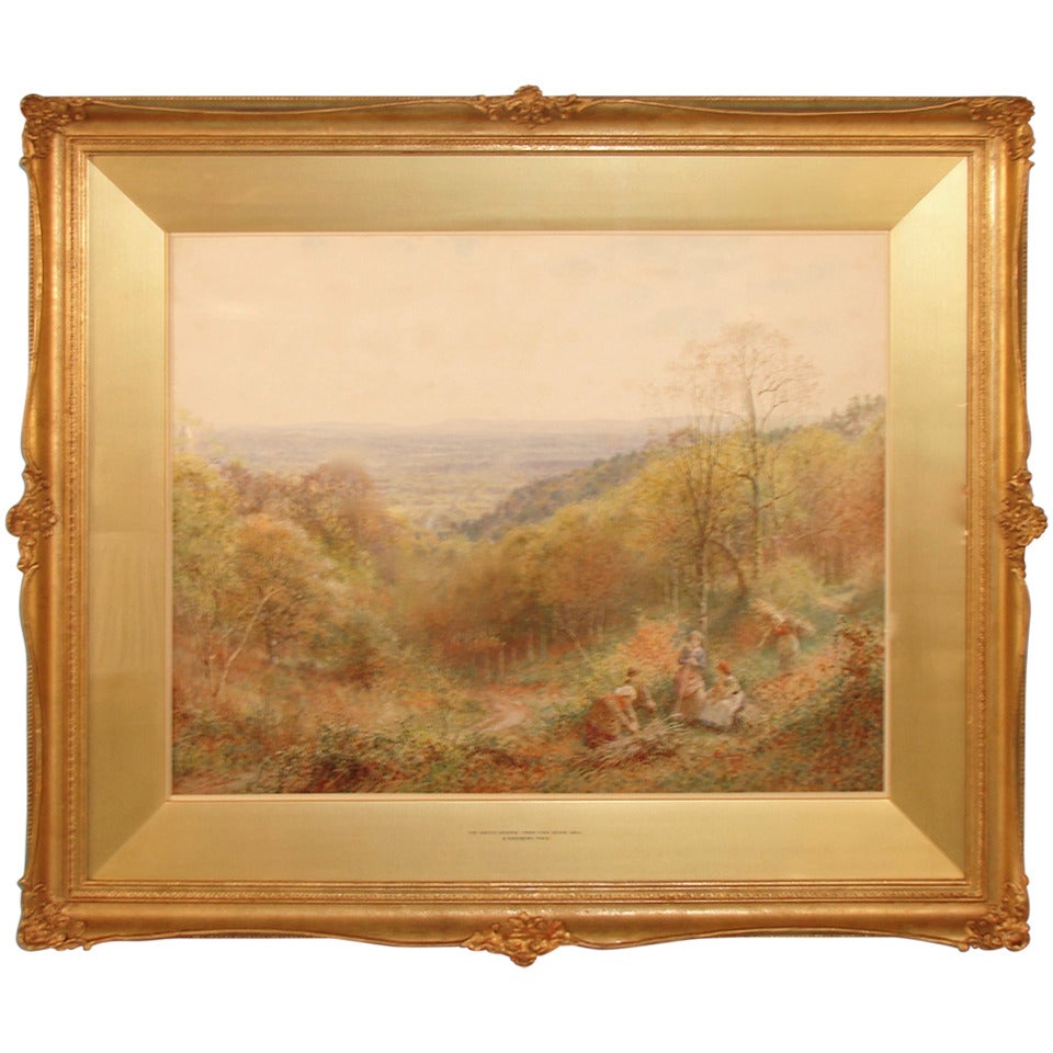 Lovely English Watercolor by Charles Gregory in Period Frame For Sale ...