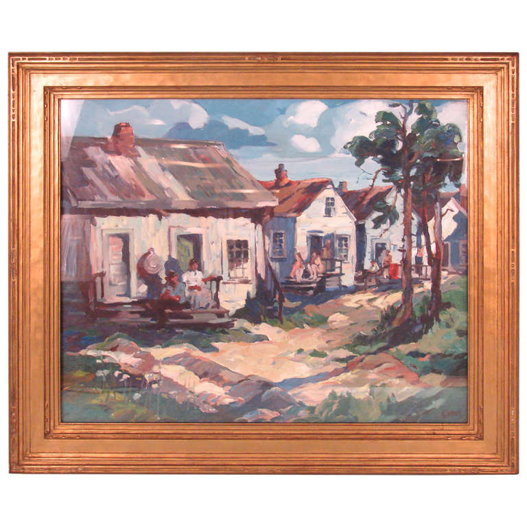 George Pearse Ennis (American 1884-1936). "Saturday Afternoon" Oil ...