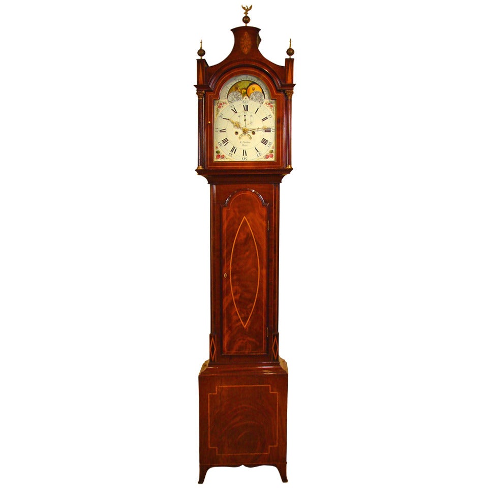 George III Inlaid Mahogany Tall Case Clock by Hull at 1stDibs | antique ...