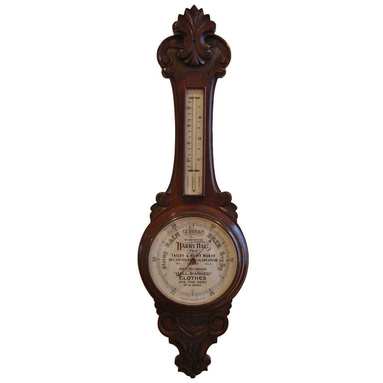 Victorian Advertising Aneroid Barometer and Thermometer at 1stDibs