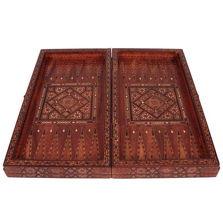 Antique Backgammon Board and Pieces at 1stDibs