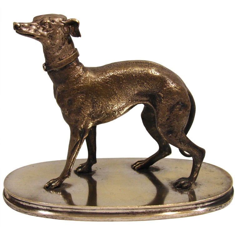 Silvered Cast Bronze Model of a Greyhound at 1stDibs