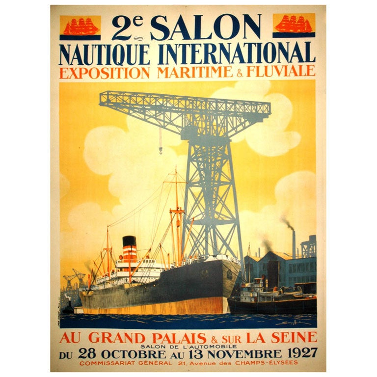 Vintage French Ship Exposition Poster at 1stDibs