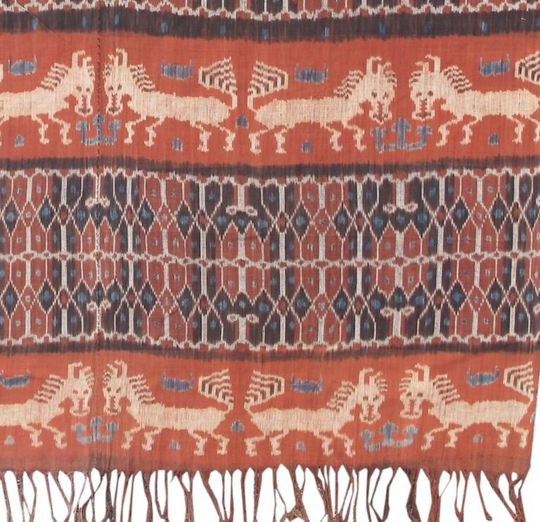 Indonesian Ikat with Stylized Horses at 1stDibs