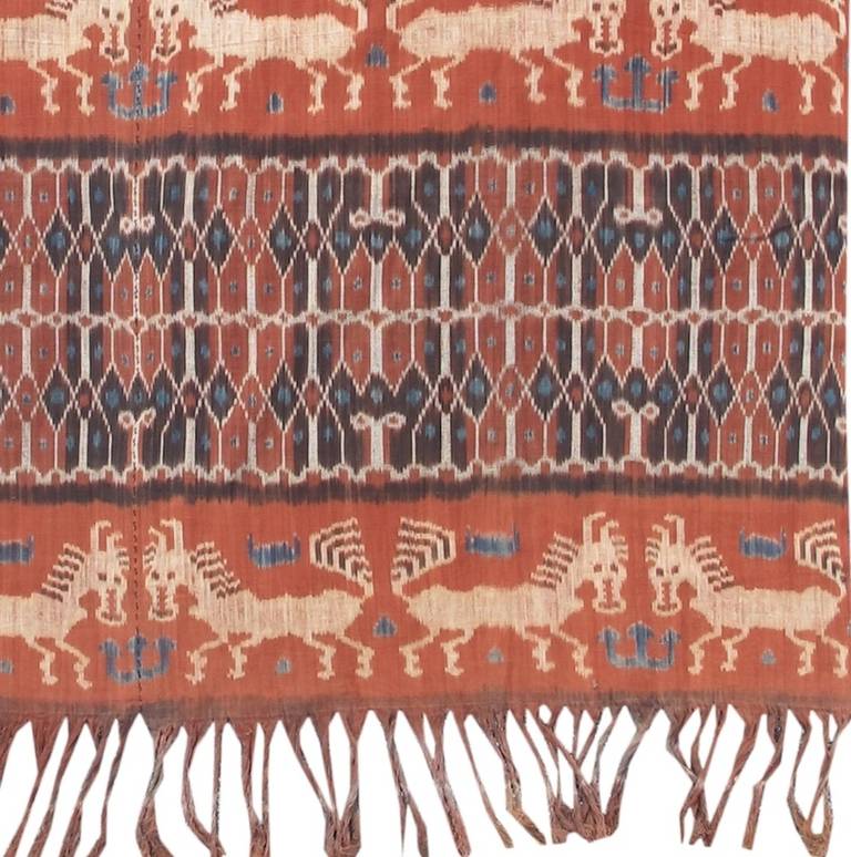 Indonesian Ikat with Stylized Horses For Sale at 1stDibs