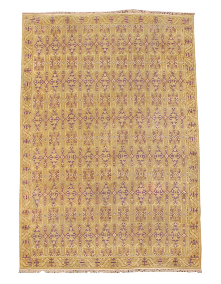 Early 20th Century Gold Colored Spanish Carpet with Voilet Patterns For ...