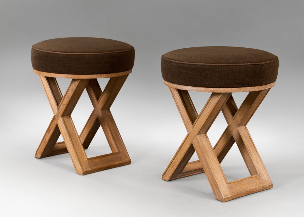 A Tall Pair of X-Form Stools in the manner of Jean-Michel Frank at 1stDibs