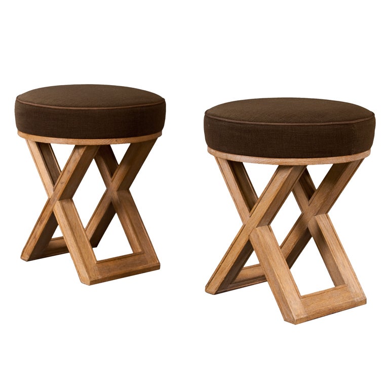 A Tall Pair of X-Form Stools in the manner of Jean-Michel Frank at 1stDibs