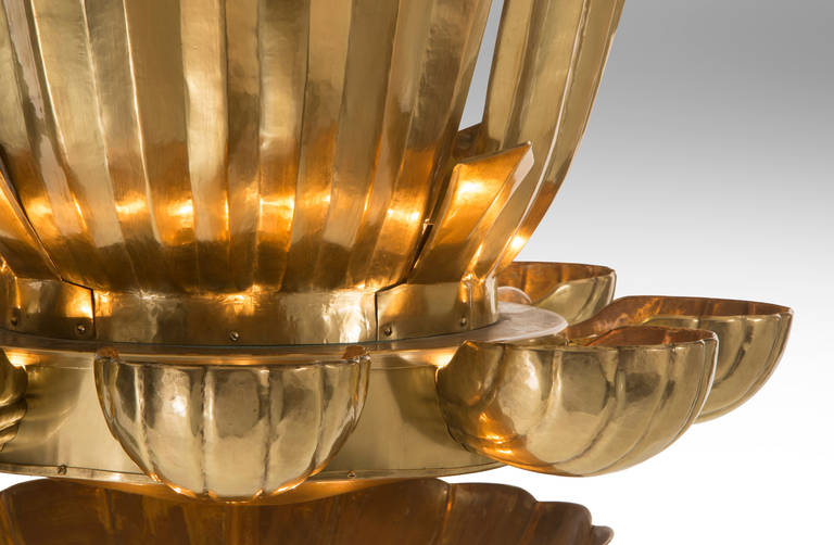 Lars Holmstrom: A Monumental Swedish Hammered Brass Chandelier For Sale ...